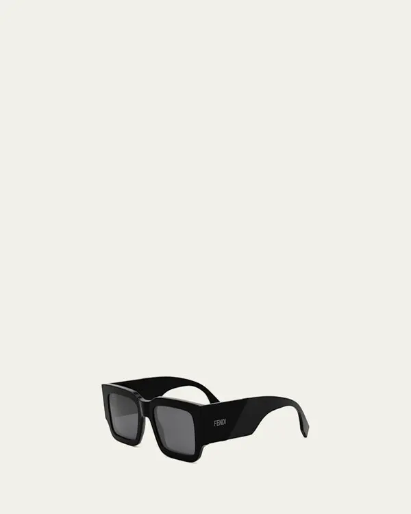 Fendi Rectangle Acetate Sunglasses - Shiny Black Smoke