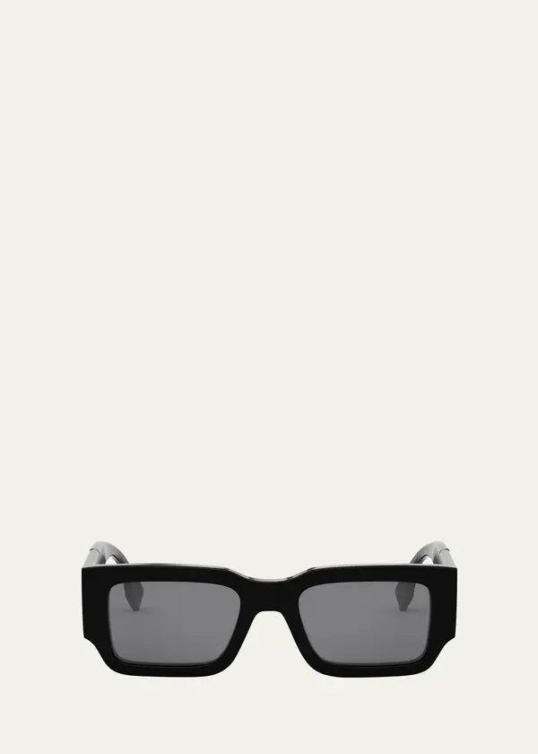 Fendi Rectangle Acetate Sunglasses - Shiny Black Smoke