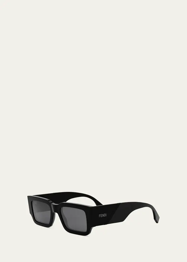 Fendi Rectangle Acetate Sunglasses - Shiny Black Smoke