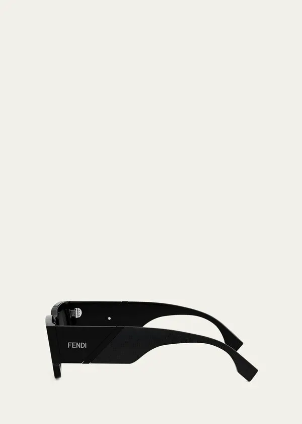Fendi Rectangle Acetate Sunglasses - Shiny Black Smoke