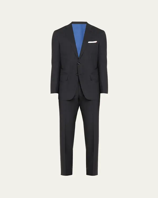 Kiton Grid Check Wool Suit