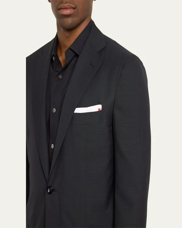 Kiton Grid Check Wool Suit
