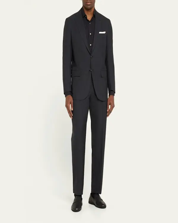 Kiton Grid Check Wool Suit