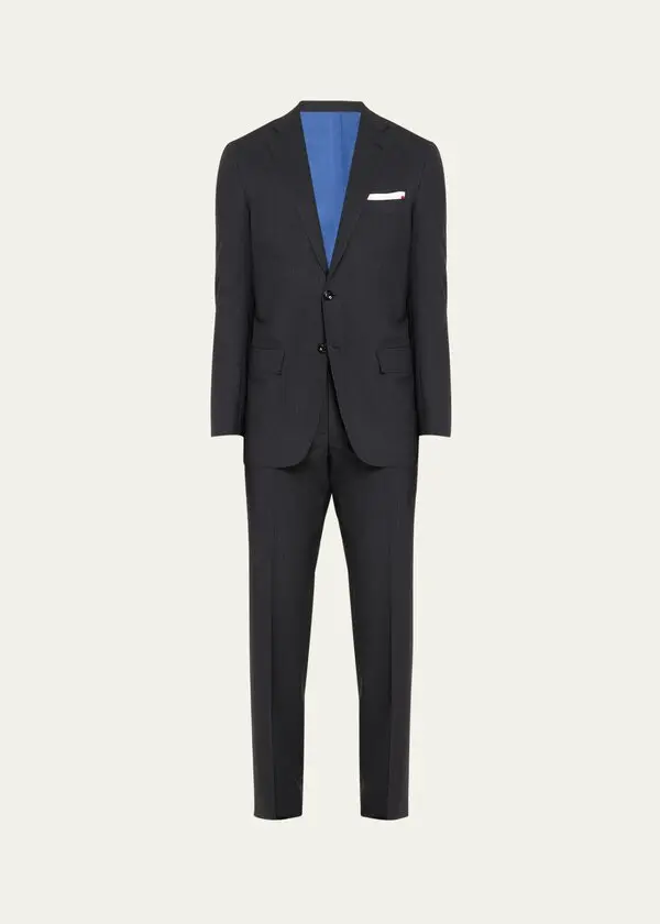 Kiton Grid Check Wool Suit