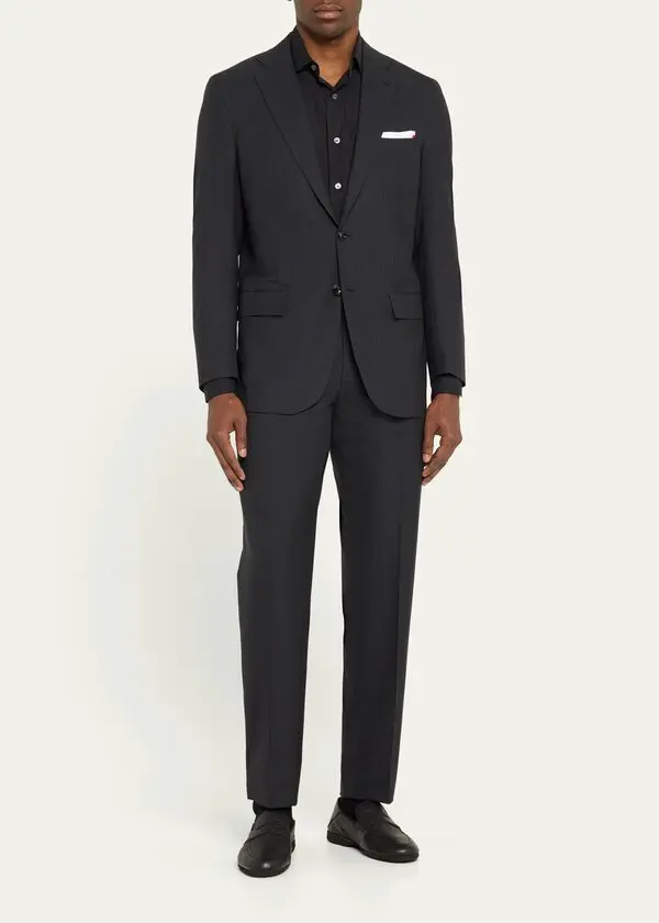 Kiton Grid Check Wool Suit