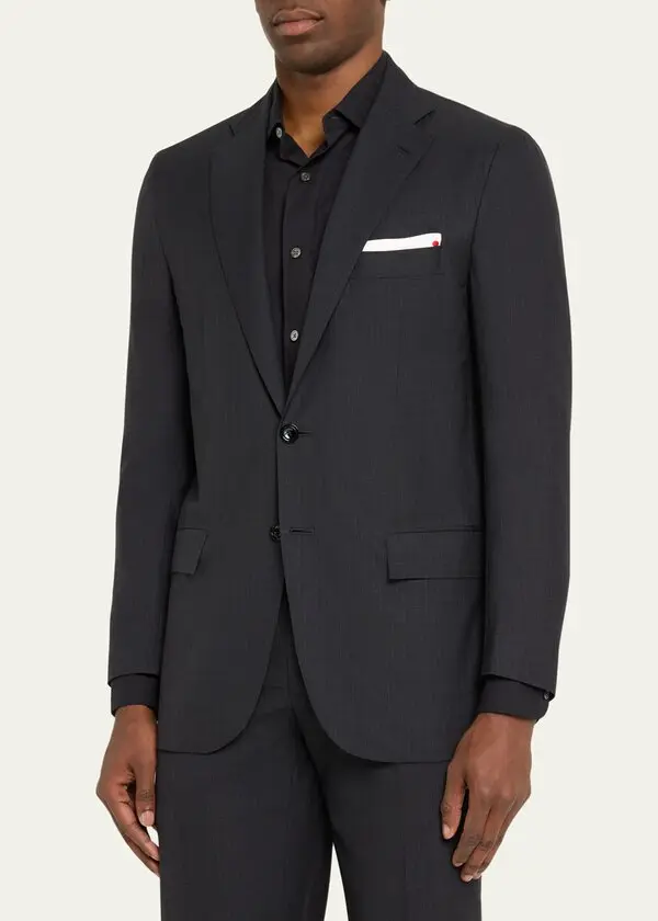 Kiton Grid Check Wool Suit