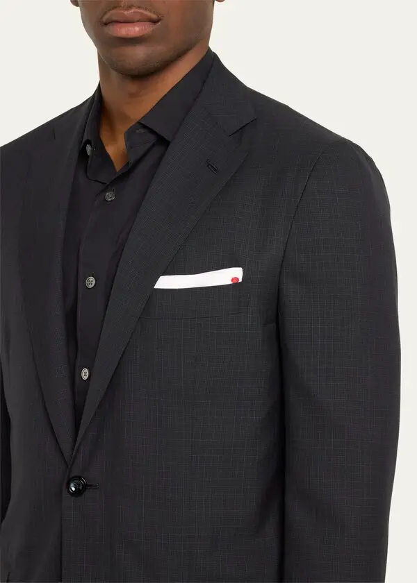 Kiton Grid Check Wool Suit