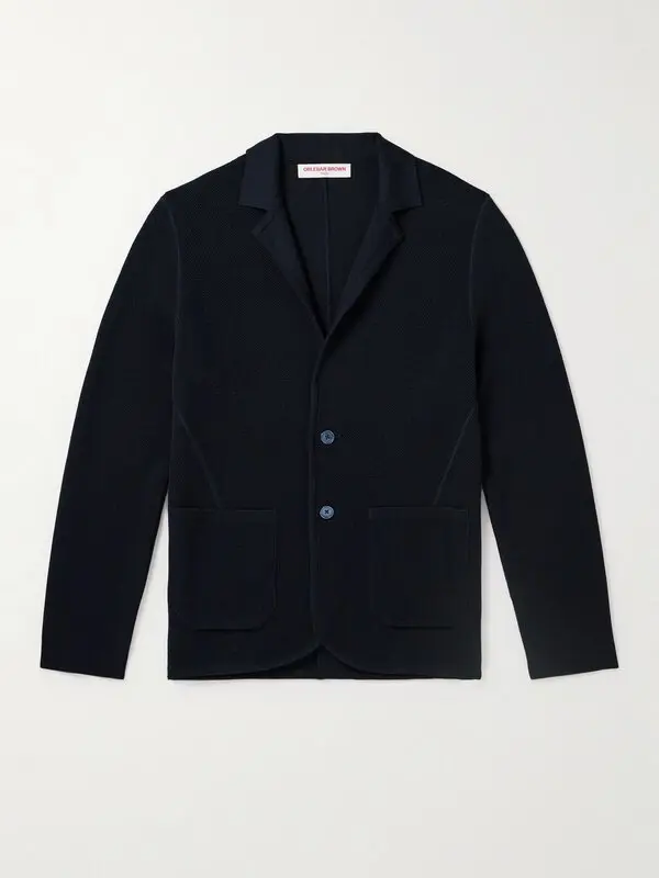 Orlebar Brown Rainer Merino Wool-piqué Cardigan - Blue