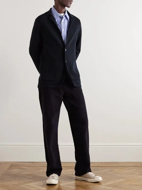 Orlebar Brown Rainer Merino Wool-piqué Cardigan - Blue
