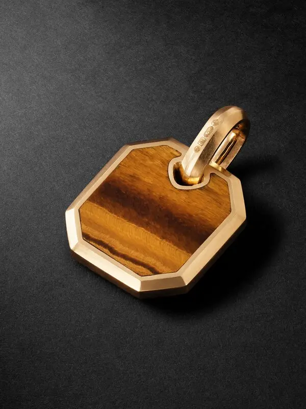 David Yurman 18k Gold Tiger's Eye Pendant - Brown