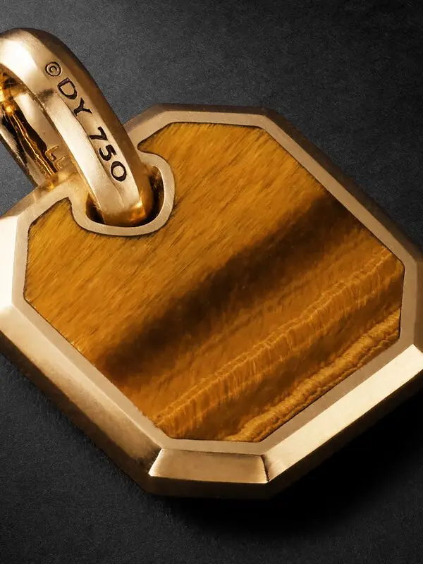 David Yurman 18k Gold Tiger's Eye Pendant - Brown