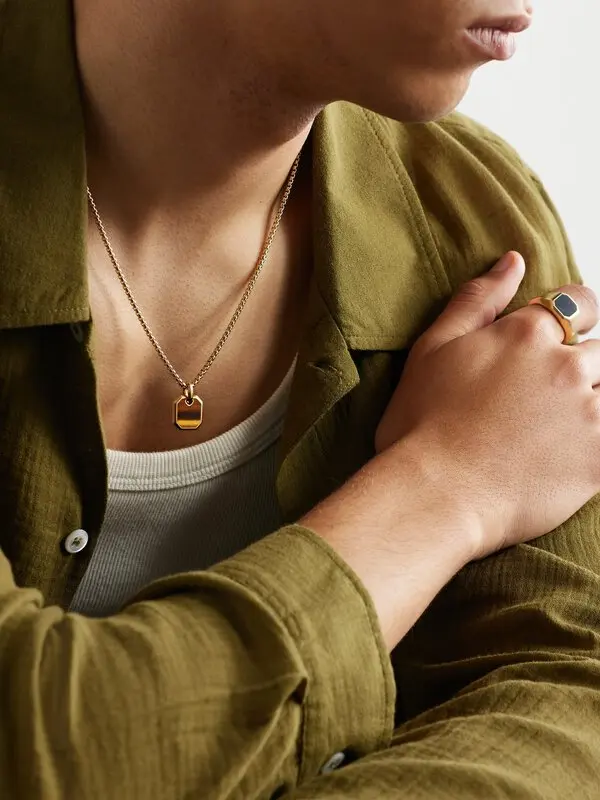 David Yurman 18k Gold Tiger's Eye Pendant - Brown