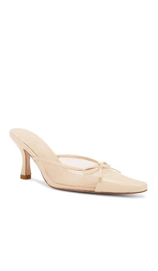 Raye Bardot Mule With Sheer Panels And Bow Detailing
