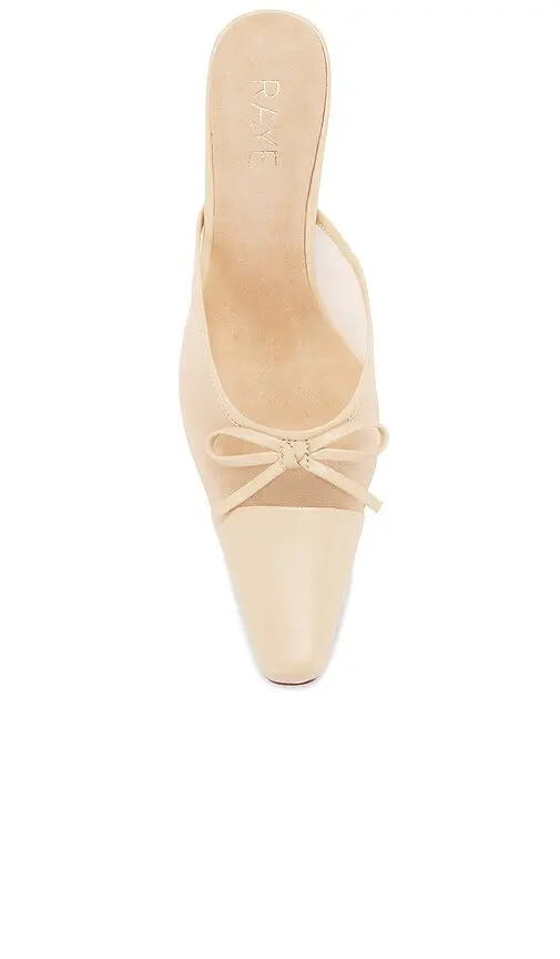Raye Bardot Mule With Sheer Panels And Bow Detailing