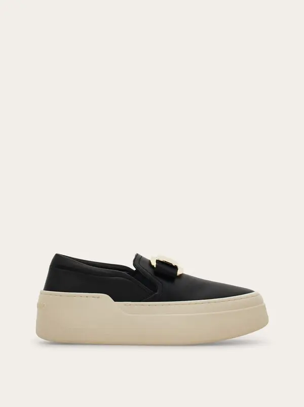 FERRAGAMO Vara Plate Slip-on Sneakers - Black