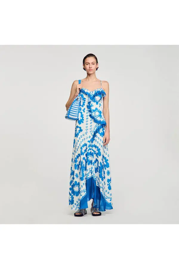 Sandro Ruffled Print Maxi Dress In Floral - 40% Off | Editorialist