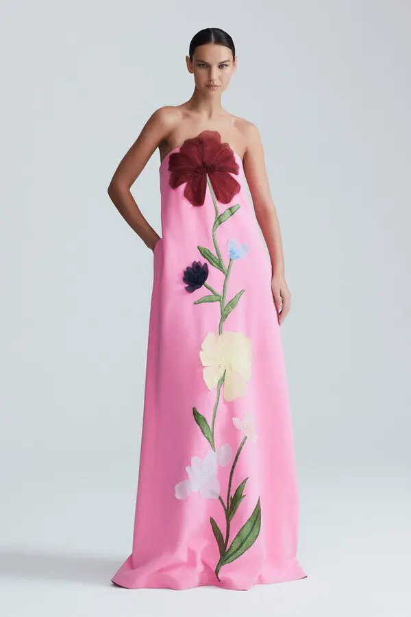 green emerald velvet dress Embroidery Rose High Low Dress, L