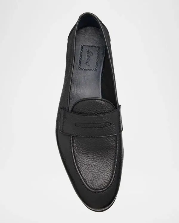 Brioni Appia Deerskin Penny Loafers - Black