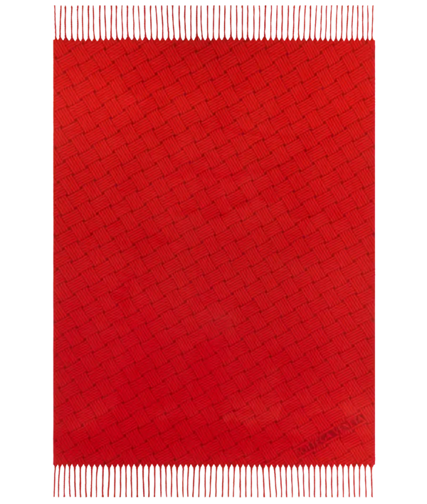 BOTTEGA  VENETA Cashmere Blanket With Intreccio Motif - Red