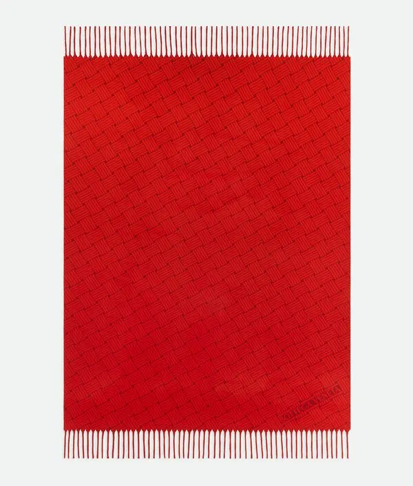 Bottega Veneta Cashmere Blanket With Intreccio Motif - Red