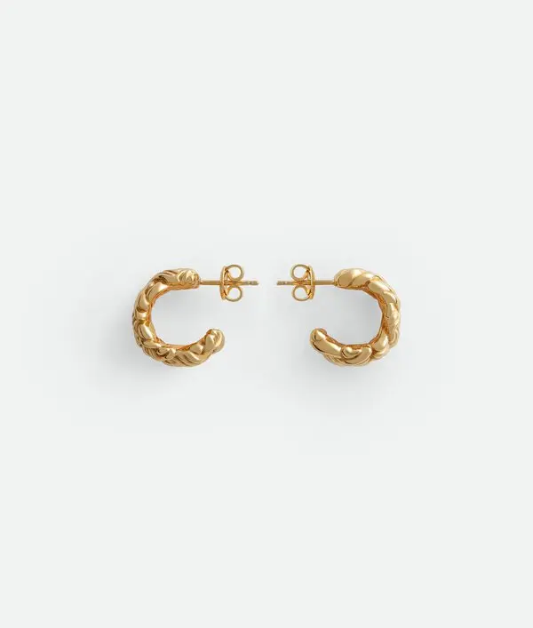BOTTEGA  VENETA Bottega Veneta Intreccio Large Hoop Earrings - Yellow Gold