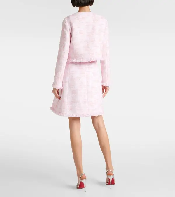 Oscar De La Renta Fringed Cropped Tweed Jacket
