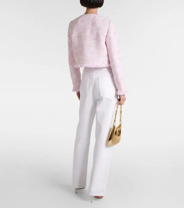 Oscar De La Renta Fringed Cropped Tweed Jacket