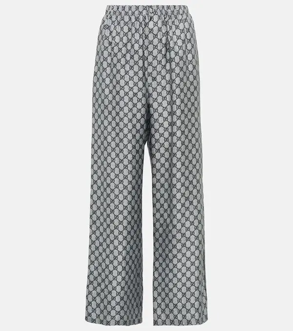 Gucci Gg Silk Twill Wide-leg Pants