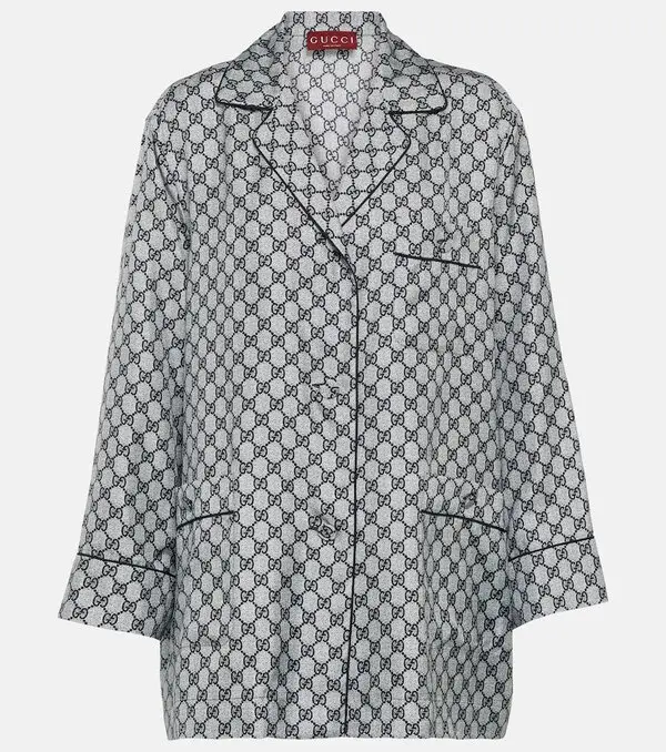 Gucci Gg Silk Twill Shirt - Blue