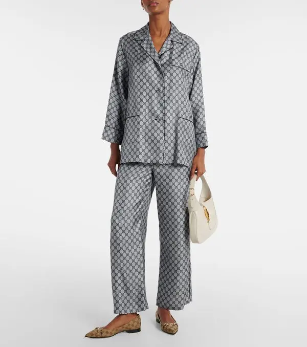 Gucci Gg Silk Twill Shirt - Blue