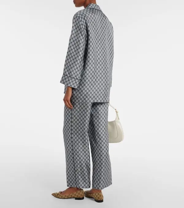 Gucci Gg Silk Twill Shirt - Blue