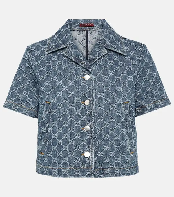 Gucci Gg Jacquard Denim Cropped Top