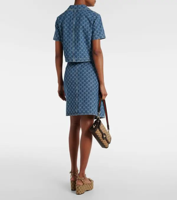 Gucci Gg Jacquard Denim Cropped Top