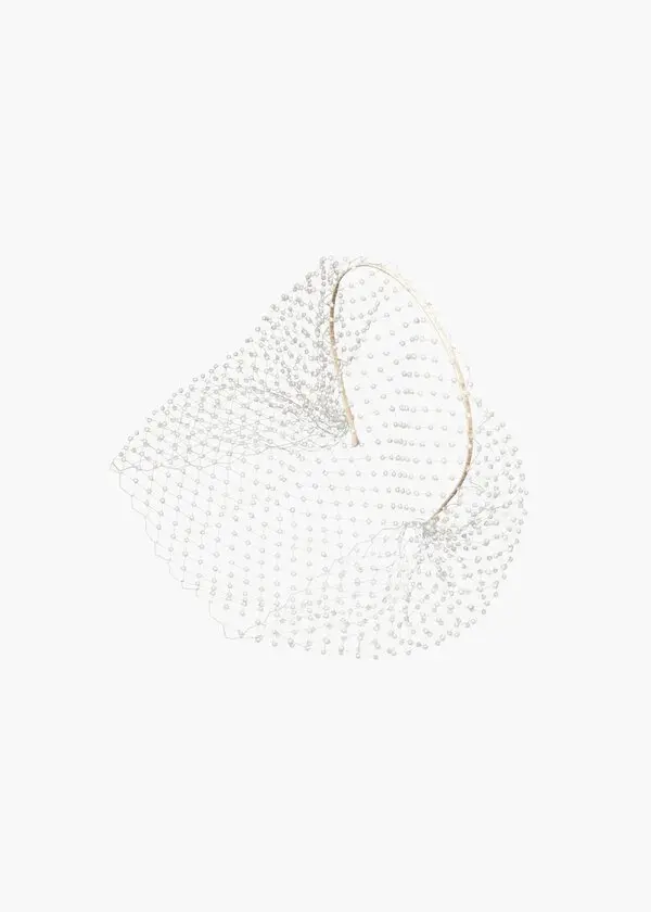 JENNIFER BEHR Britton Voilette Headband - Cream