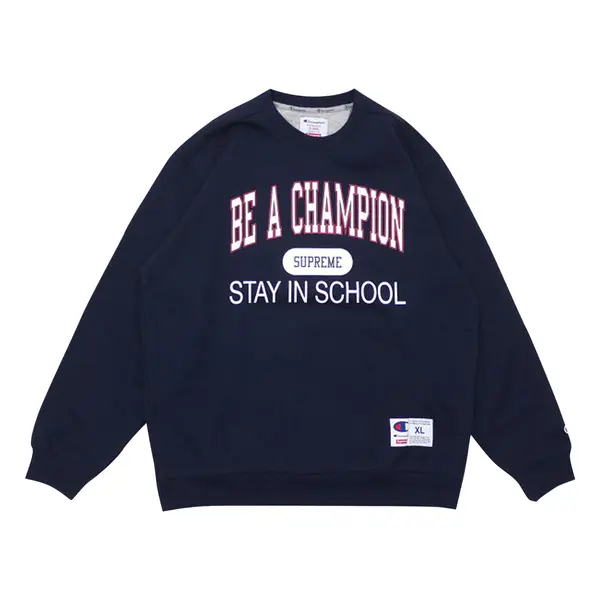 Supreme X Champion Stay In School Crewneck - Blue