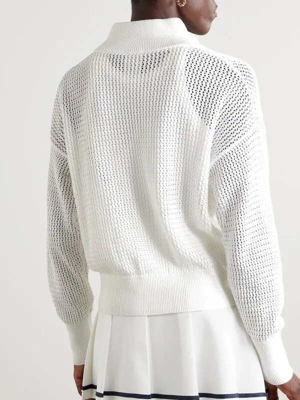 Varley Aurora Open-knit Cotton Half-zip Sweater