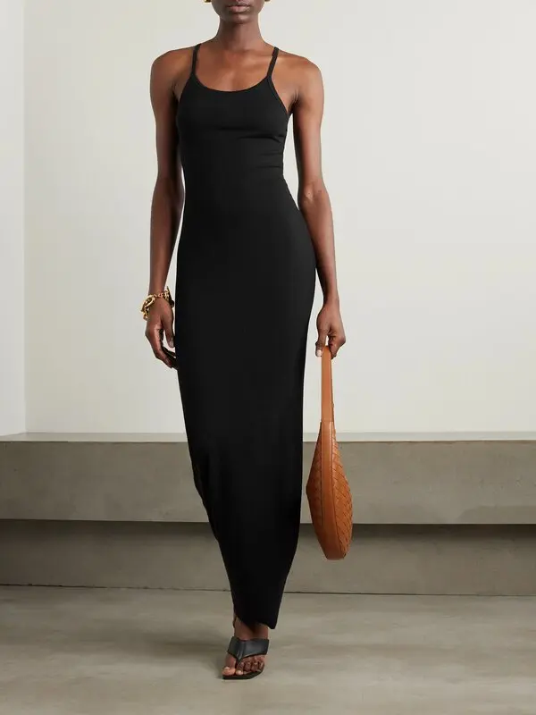 Eterne Tank Ribbed Stretch-jersey Maxi Dress - Black