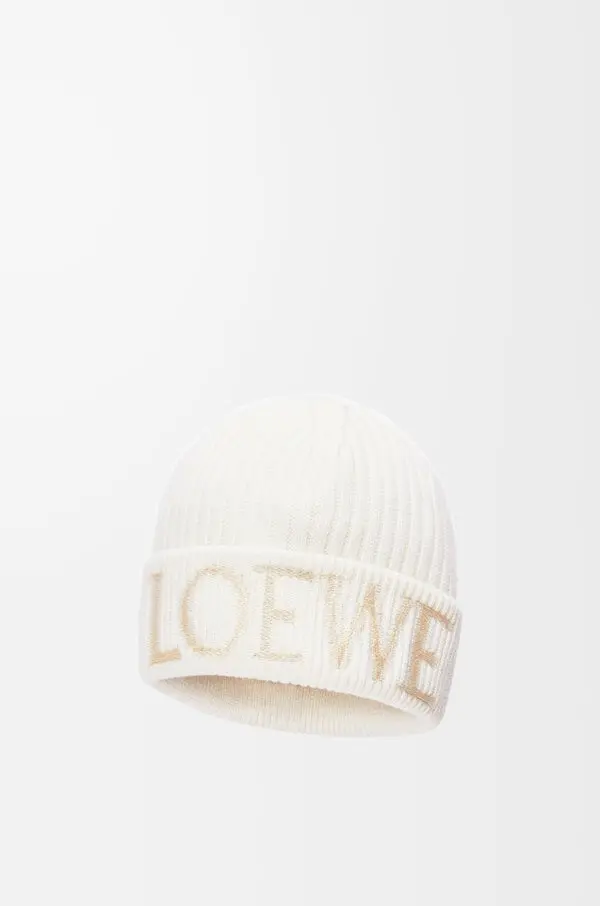 Loewe Beanie In Wool - White