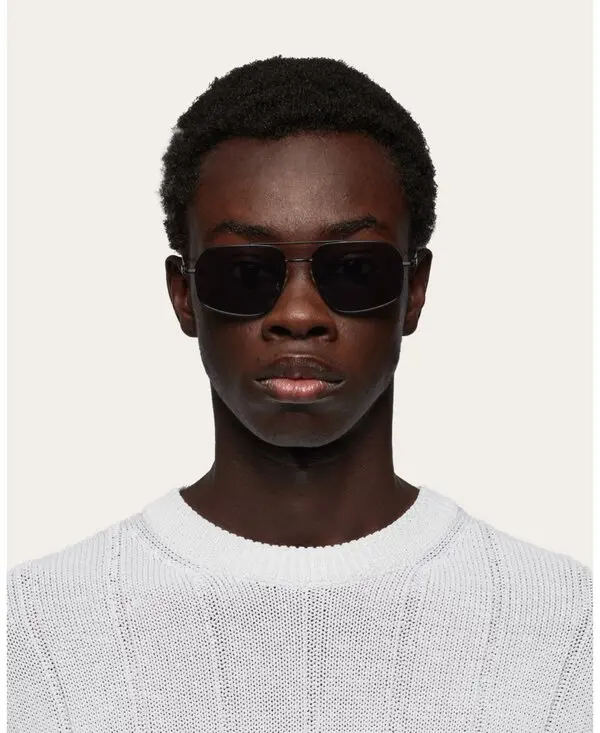 FERRAGAMO Prisma Geometric Sunglasses - Black/gray Solid