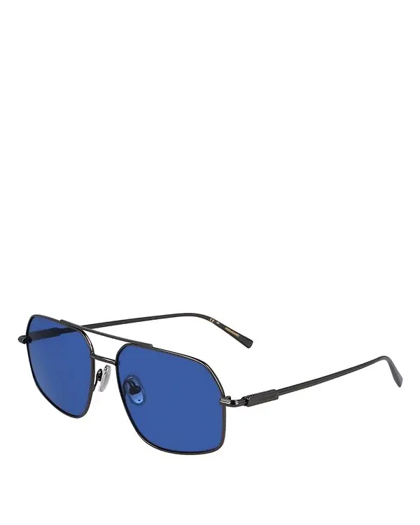 FERRAGAMO Prisma Geometric Sunglasses - Gray/blue Solid