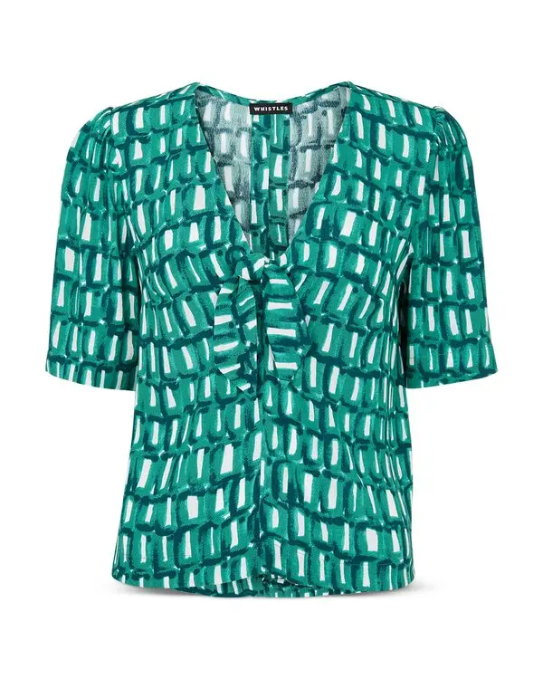 Whistles Linked Smudge Tie Front Top