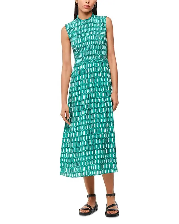 Whistles Linked Smudge Heidi Dress - Green Multi