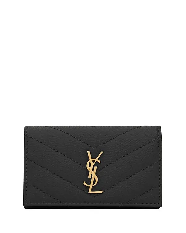 Saint Laurent Cassandre Slim Key Case Wallet - Black