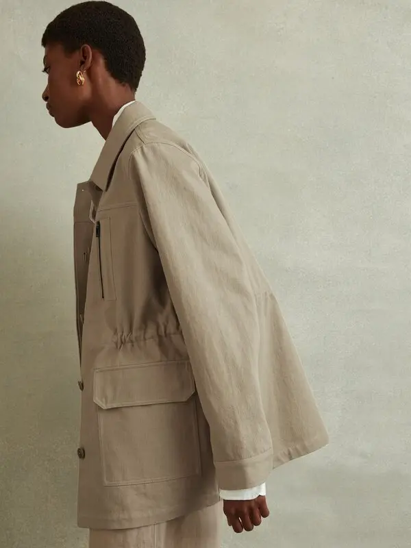 REISS Brooklyn Cotton Canvas Overshirt