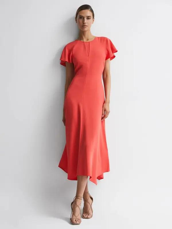 REISS Eleni Cap-sleeve Midi Dress