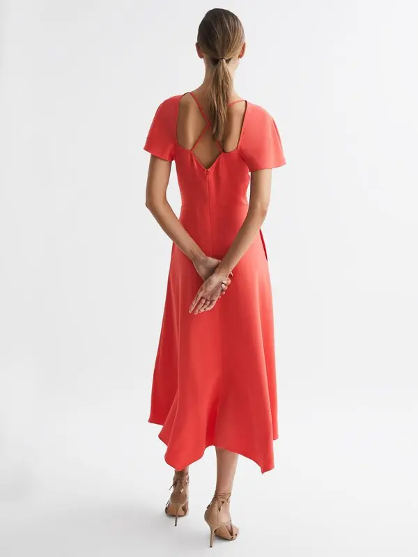 REISS Eleni Cap-sleeve Midi Dress