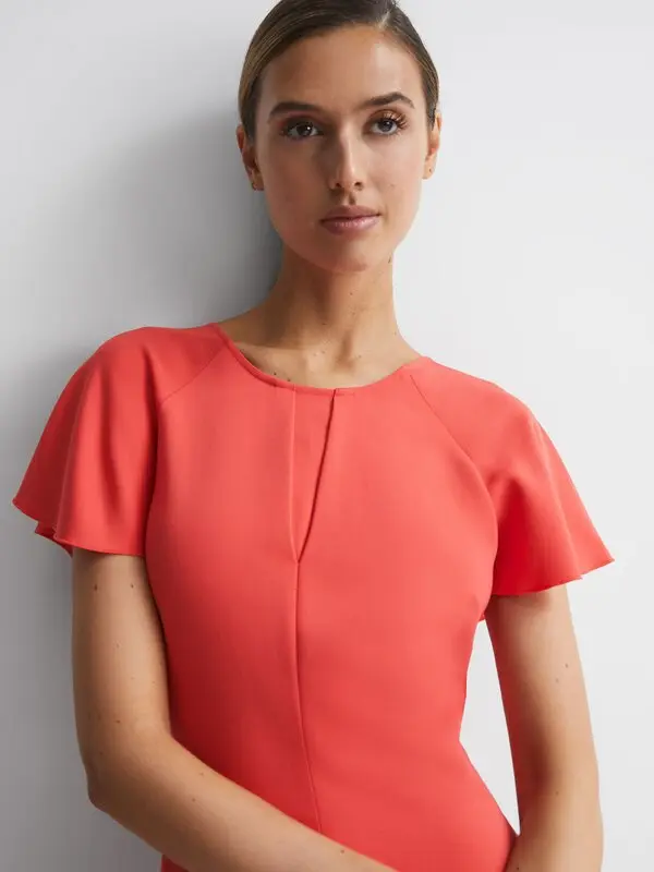 REISS Eleni Cap-sleeve Midi Dress