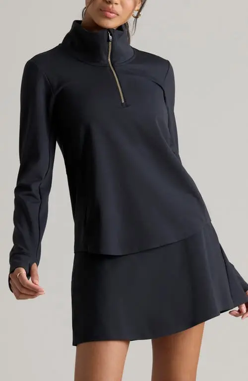 RHONE Course To Court Long Sleeve Quarter Zip Top - Black