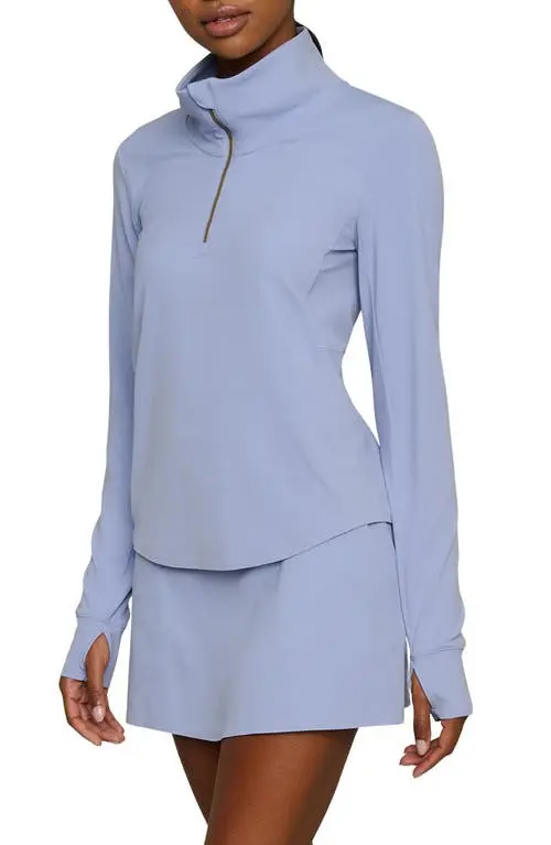 RHONE Course To Court Long Sleeve Quarter Zip Top - Hydrangea Blue