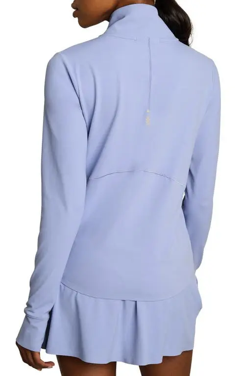 RHONE Course To Court Long Sleeve Quarter Zip Top - Hydrangea Blue